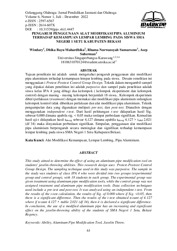 (PDF) Pengaruh Penggunaan Alat Modifikasi Pipa Aluminium Terhadap ...