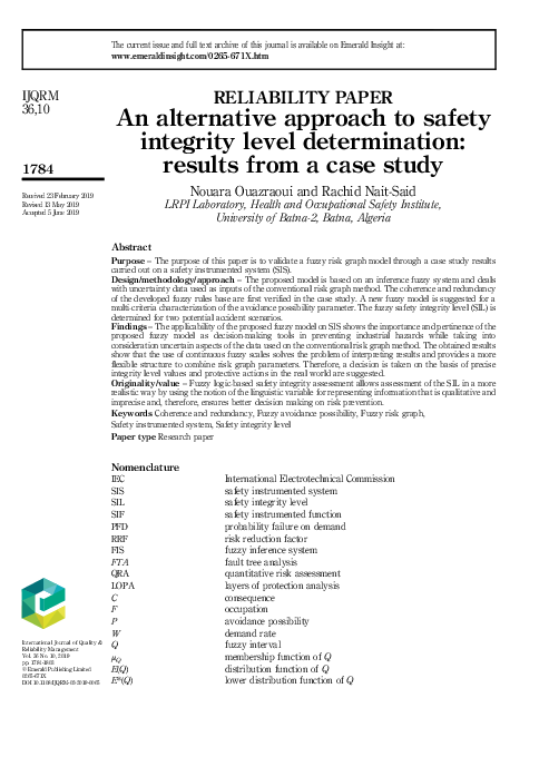(PDF) An alternative approach to safety integrity level determination ...