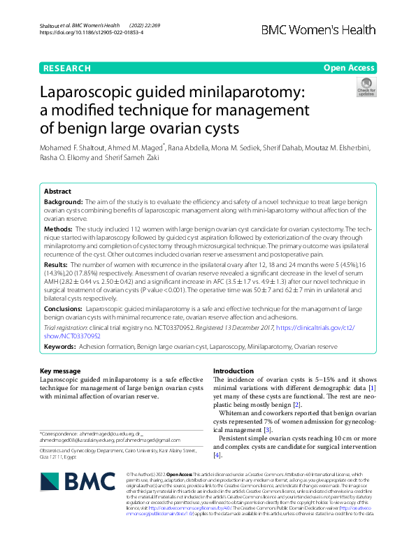(PDF) Laparoscopic guided minilaparotomy: a modified technique for ...