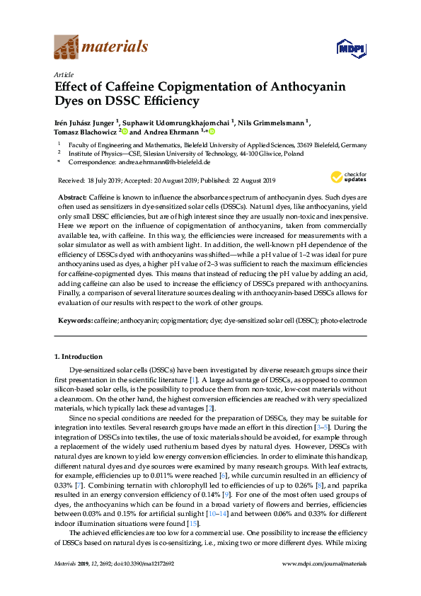 (PDF) Effect of Caffeine Copigmentation of Anthocyanin Dyes on DSSC ...