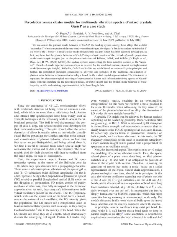 (PDF) Percolation versus cluster models for multimode vibration spectra ...