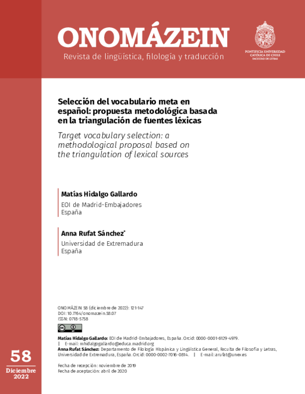 (PDF) Selección del vocabulario meta en español: propuesta metodológica ...