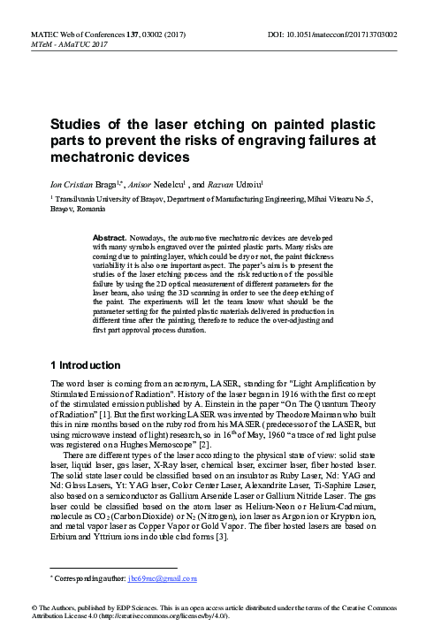 (PDF) Studies of the laser etching on painted plastic parts to prevent ...