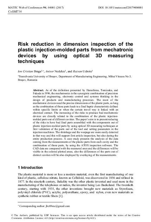 (PDF) Reducing Risks in Plastic Part Inspection