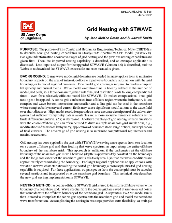 (PDF) Grid Nesting with STWAVE