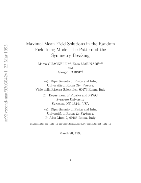 (PDF) Maximal mean-field solutions in the random field Ising model: the ...