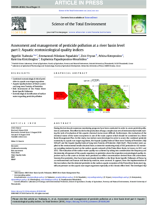 (PDF) Assessment and management of pesticide pollution at a river basin ...