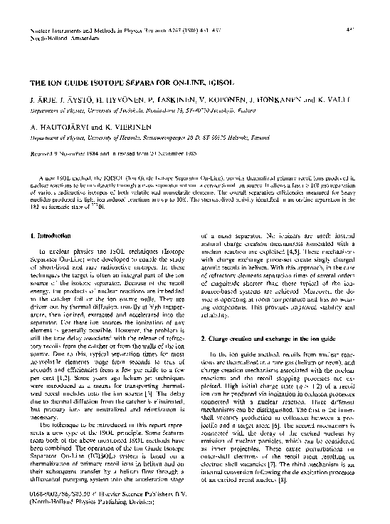(PDF) The ion guide isotope separator on-line, IGISOL