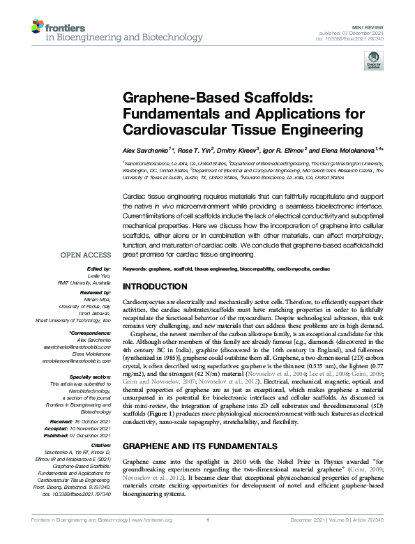 (PDF) Graphene-Based Scaffolds: Fundamentals and Applications for Cardiovascular Tissue Engineering