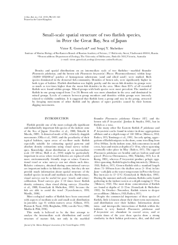 (PDF) Small-scale spatial structure of two flatfish species, in Peter ...