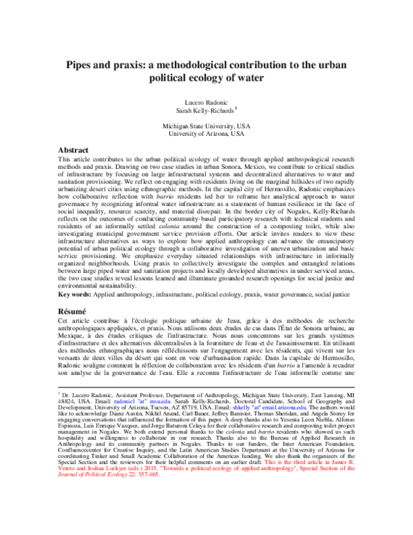 (PDF) Pipes and praxis: a methodological contribution to the urban ...