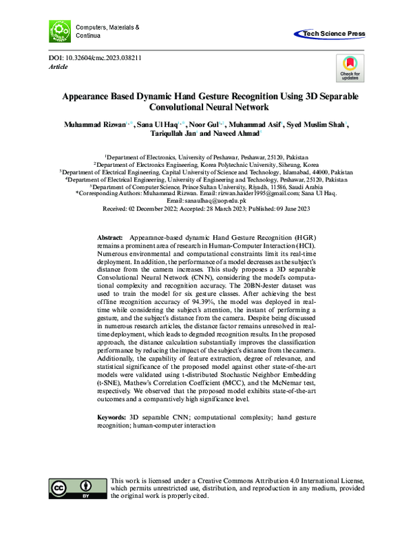 Pdf Appearance Based Dynamic Hand Gesture Recognition Using 3d Separable Convolutional Neural 