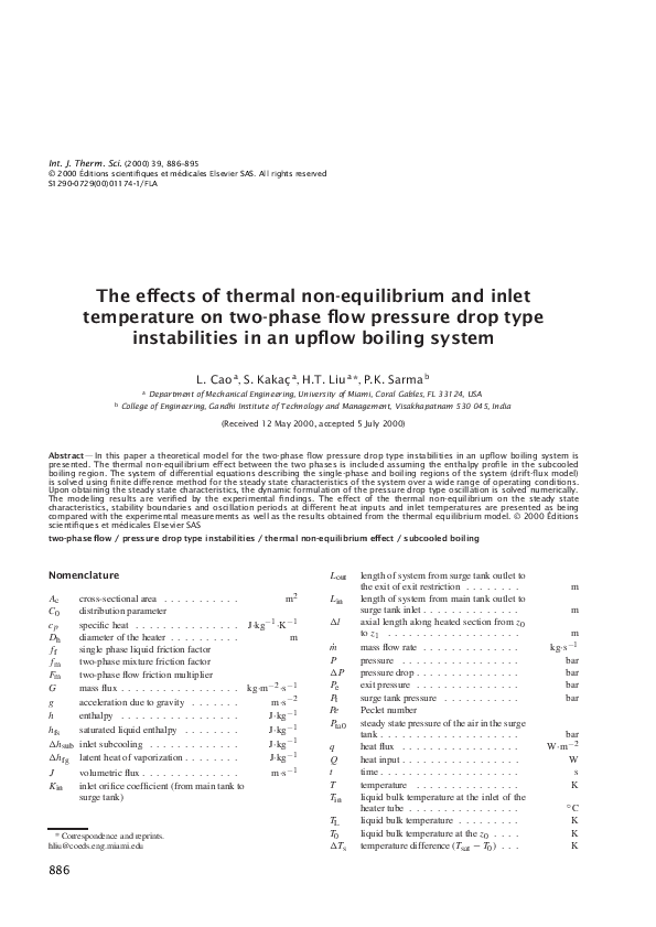 (PDF) The effects of thermal non-equilibrium and inlet temperature on two-phase flow pressure ...