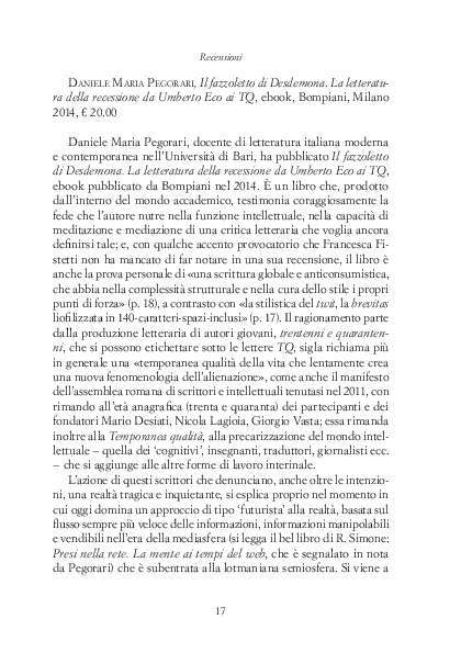 (PDF) Daniele Maria Pegorari, Il fazzoletto di Desdemona. La ...