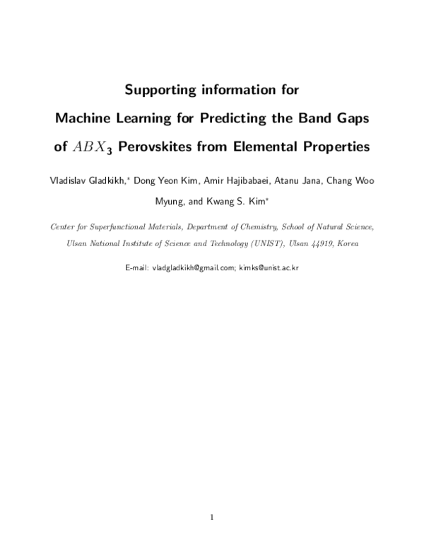 (PDF) Machine Learning for Predicting the Band Gaps of ABX3 Perovskites ...