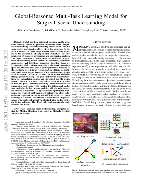 (PDF) Global-Reasoned Multi-Task Learning Model for Surgical Scene Understanding | Hongliang Ren ...