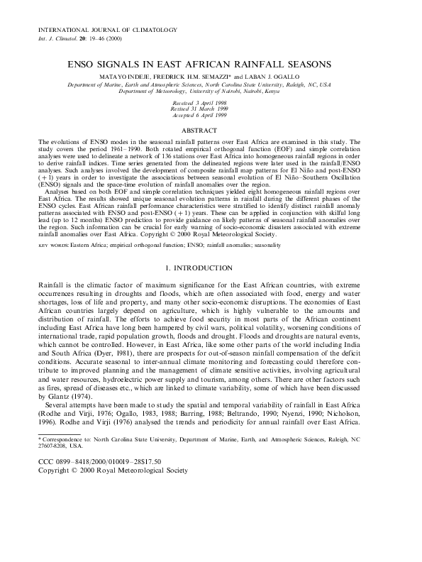 (PDF) 2000: ENSO signals in East African Rainfall and their prediction ...