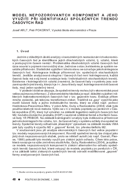 (PDF) The model of unobservable components and its use for identification of time series common ...