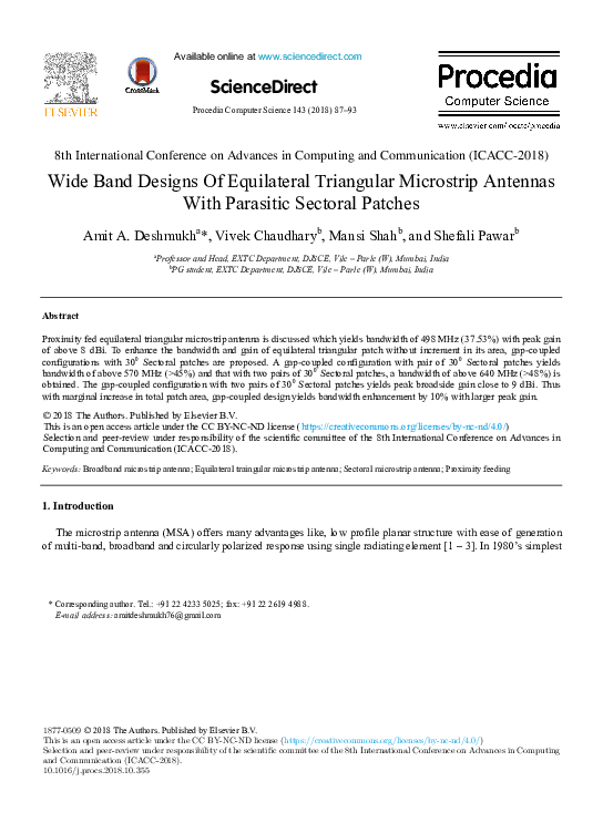 (PDF) Wide Band Designs Of Equilateral Triangular Microstrip Antennas With Parasitic Sectoral ...