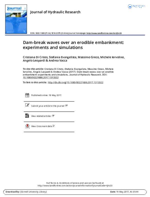 (PDF) Dam-break waves over an erodible embankment: experiments and ...