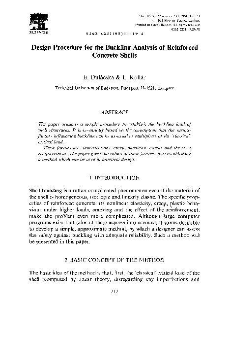 (PDF) Design procedure for the buckling analysis of reinforced concrete shells