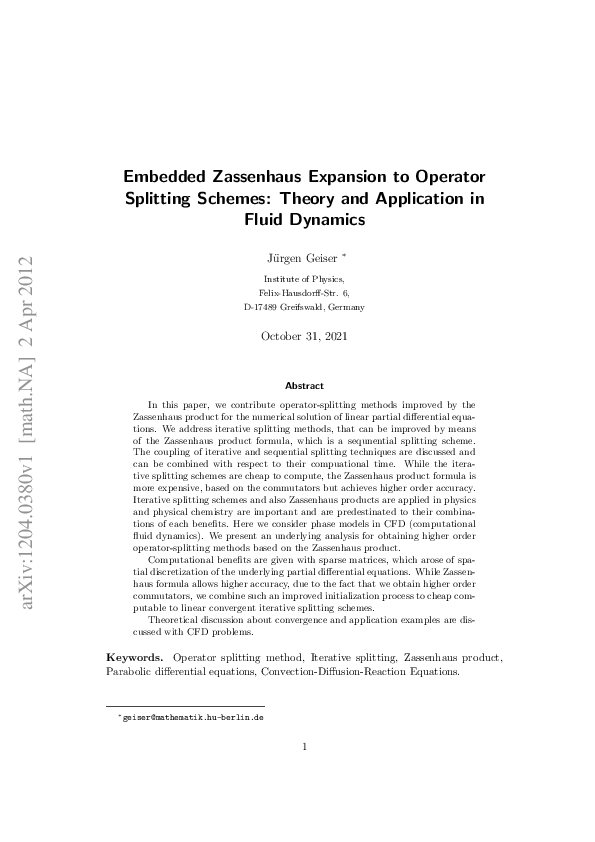 (PDF) Embedded Zassenhaus Expansion to Operator Splitting Schemes: Theory and Application in ...