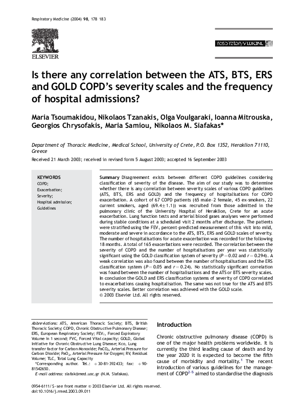 (PDF) Is there any correlation between the ATS, BTS, ERS and GOLD COPD ...