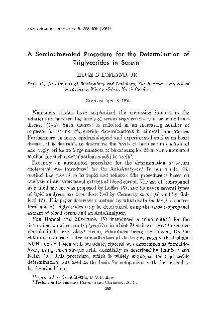 (PDF) A semiautomated procedure for the determination of triglycerides ...