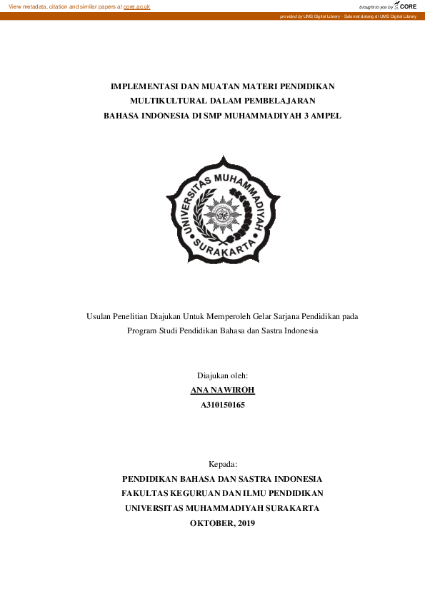 (PDF) Implementasi dan Muatan Materi Pendidikan Multikultural dalam Pembelajaran Bahasa ...