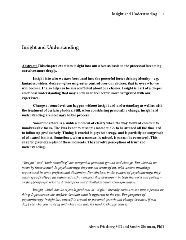(PDF) Insight and understanding