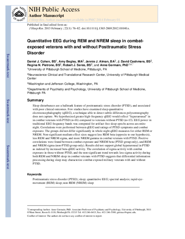 (PDF) Quantitative electroencephalography during rapid eye movement ...