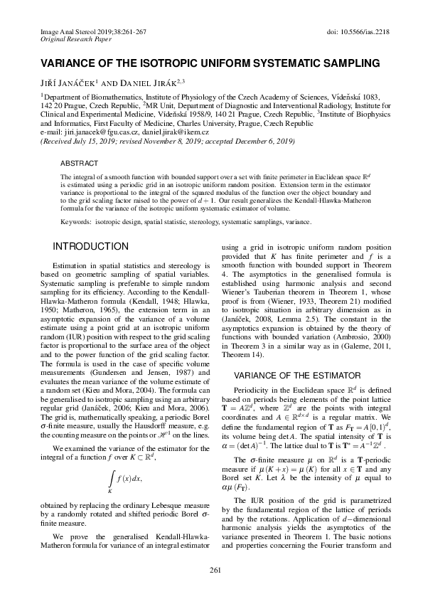 (PDF) Variance of the Isotropic Uniform Systematic Sampling