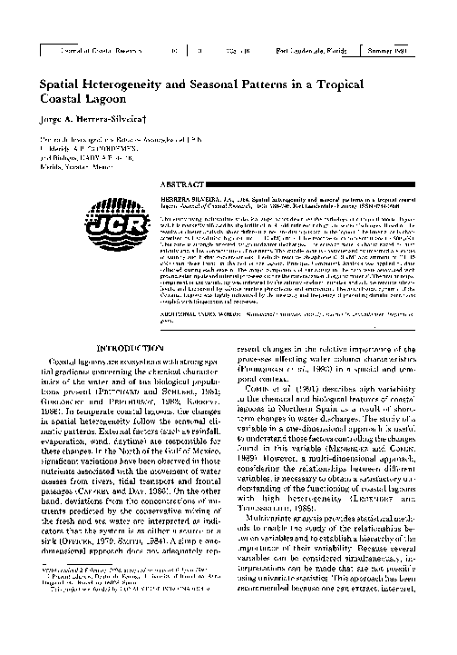 (PDF) Spatial heterogeneity and seasonal patterns in a tropical coastal ...