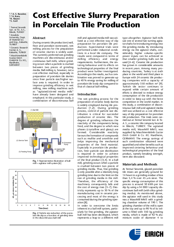 (PDF) Cost Effective Slurry Preparation in Porcelain Tile Production