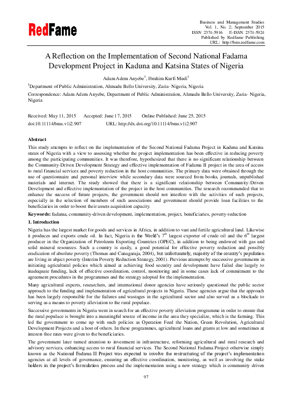 (PDF) A Reflection on the Implementation of Second National Fadama ...