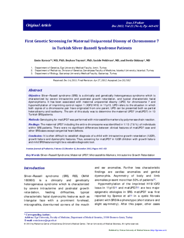 (PDF) Silver-Russell syndrome | Shohela Akhter - Academia.edu