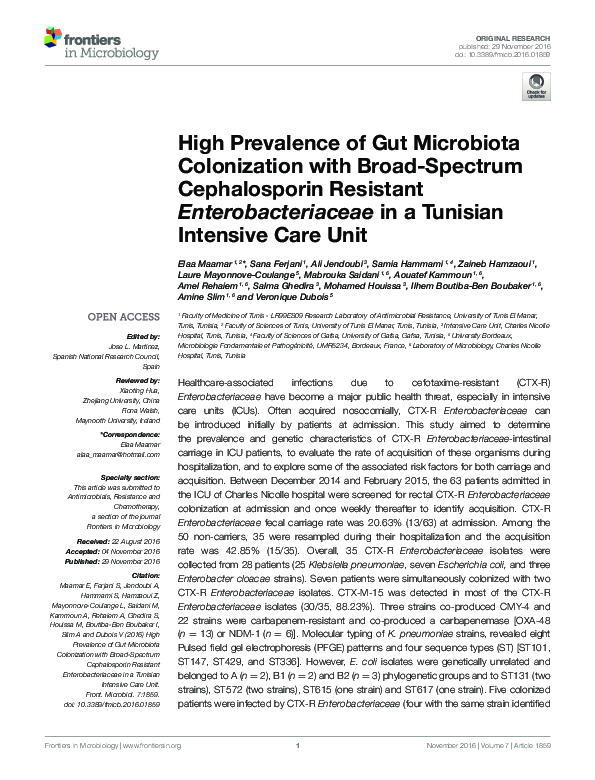(PDF) High Prevalence of Gut Microbiota Colonization with Broad ...