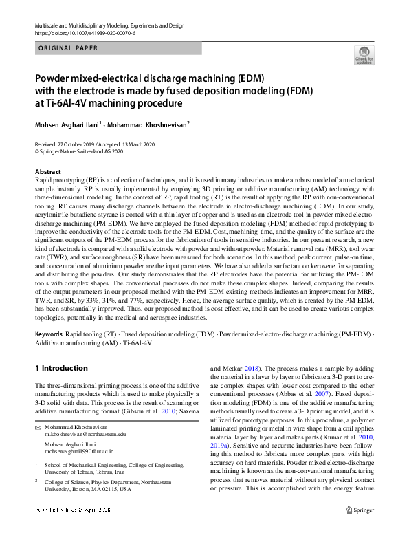 (PDF) Powder mixed-electrical discharge machining (EDM) with the ...