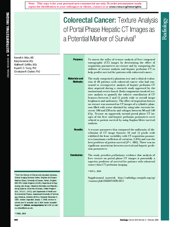 (PDF) Colorectal Cancer: Texture Analysis of Portal Phase Hepatic CT ...