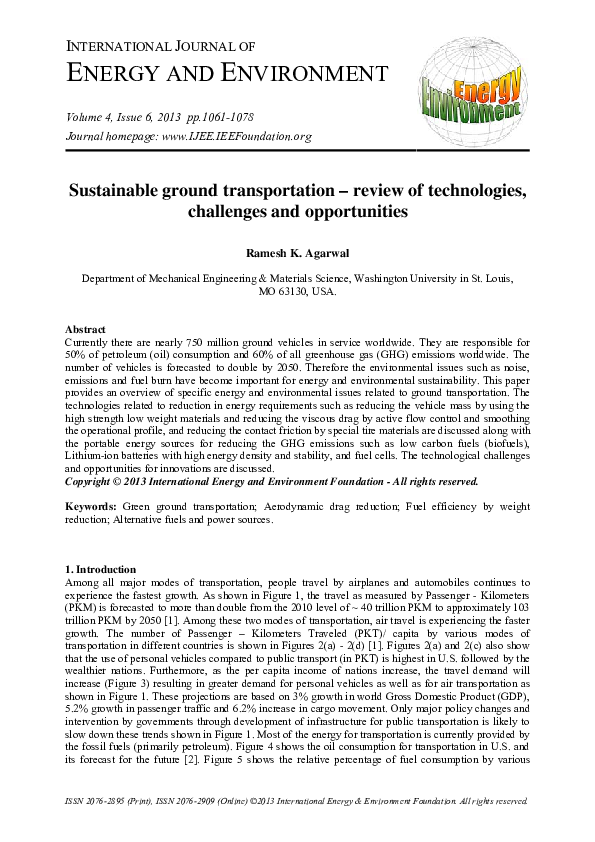 (PDF) Sustainable ground transportation – review of technologies ...