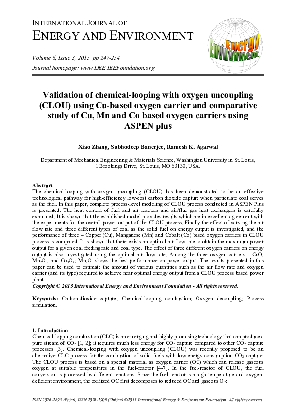 (PDF) Validation of chemical-looping with oxygen uncoupling ( CLOU ) using Cu-based oxygen ...