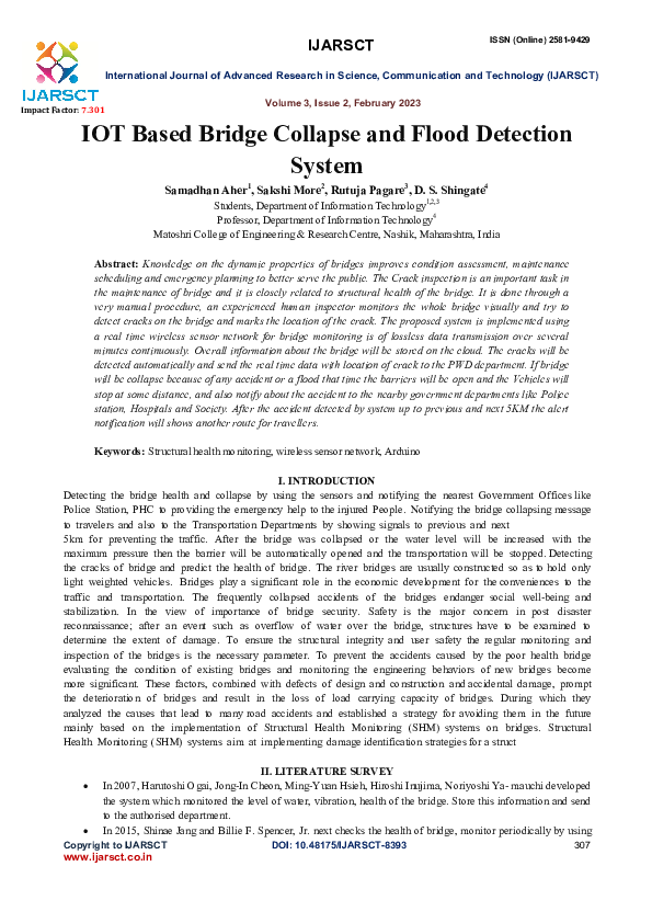Iot Based Bridge Collapse And Flood Detection System