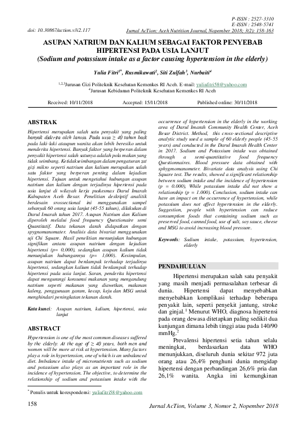 (PDF) Asupan natrium dan kalium sebagai faktor penyebab hipertensi pada ...