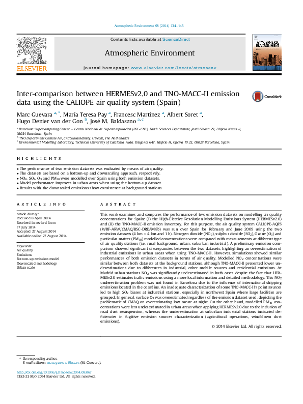 (PDF) Inter-comparison between HERMESv2.0 and TNO-MACC-II emission data using the CALIOPE air ...