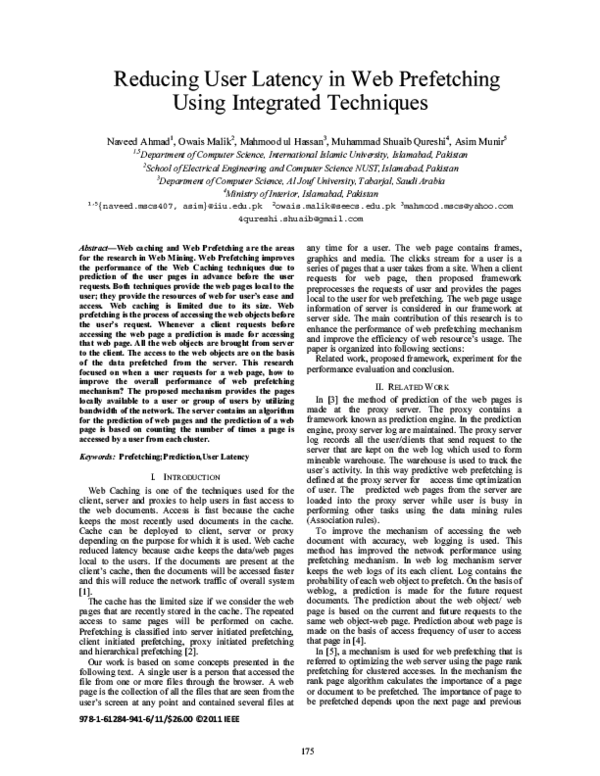 (PDF) Optimizing Web Prefetching to Reduce Latency