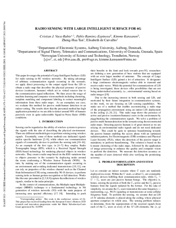 (PDF) Radio Sensing with Large Intelligent Surface for 6G