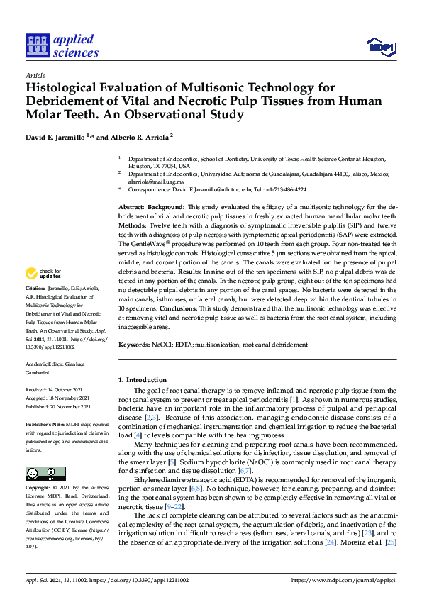 (PDF) Histological Evaluation of Multisonic Technology for Debridement of Vital and Necrotic ...