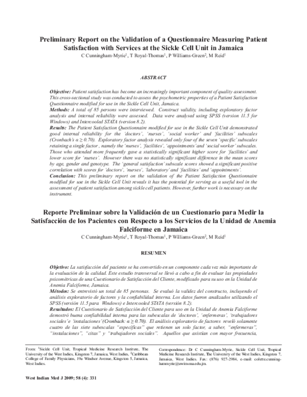 Pdf Preliminary Report On The Validation Of A Questionnaire Measuring