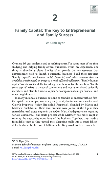 (PDF) The Impact of Family Capital on Business Success