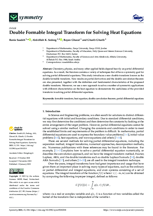 Pdf Double Formable Integral Transform For Solving Heat Equations